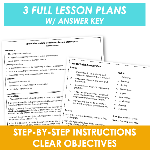 Summer Vocabulary Lesson Plans, Activities, Worksheets BUNDLE - Adult ...