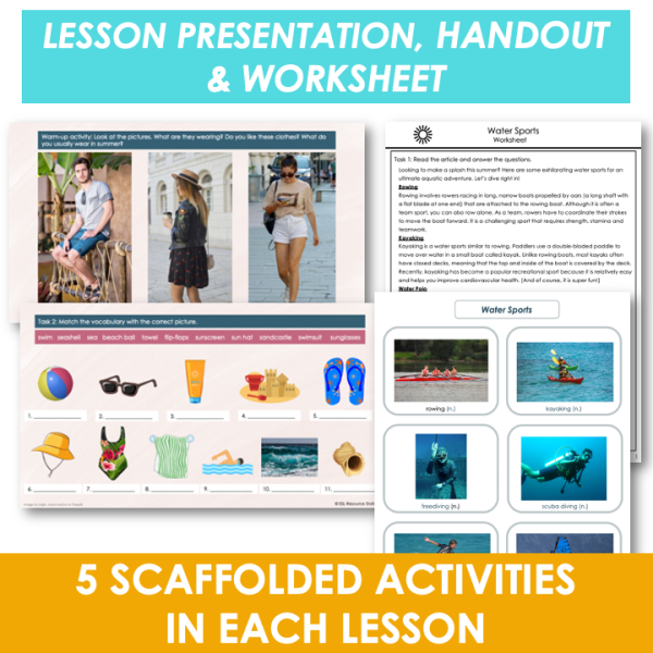 Summer Vocabulary Lesson Plans, Activities, Worksheets BUNDLE - Adult ...