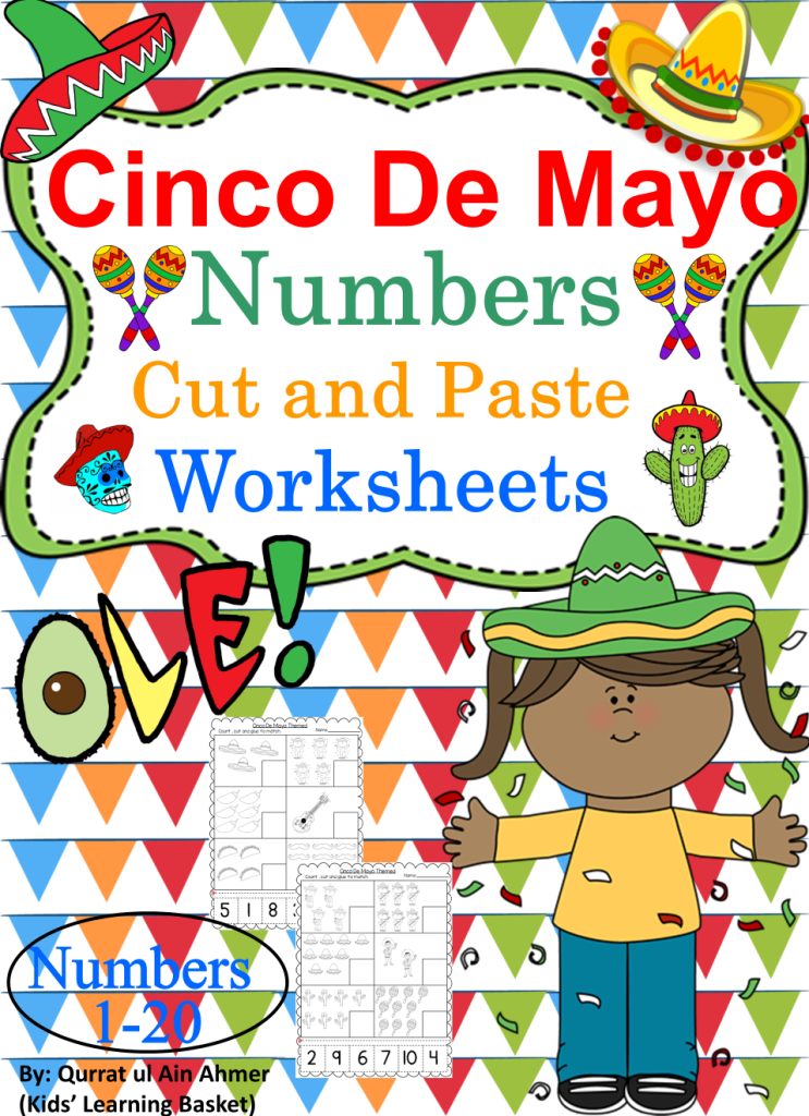 Cinco De Mayo Themed Numbers Cut and Paste Worksheets (1-20): | Made By ...