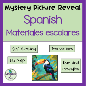Spanish Back to School Materials Vocabulary Mystery Picture Reveal ...