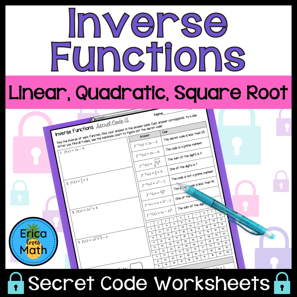 Finding Inverse Functions Worksheets | Secret Code - Made By Teachers