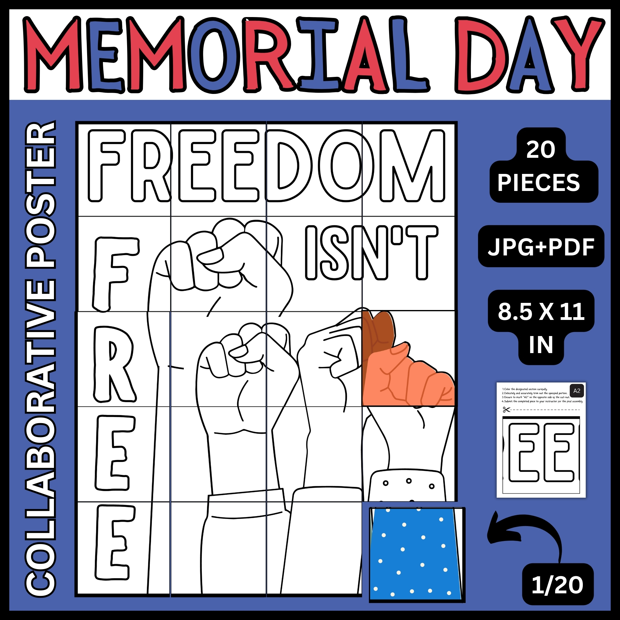 Memorial Day Collaborative Poster | May Bulletin Board | Coloring Pages ...