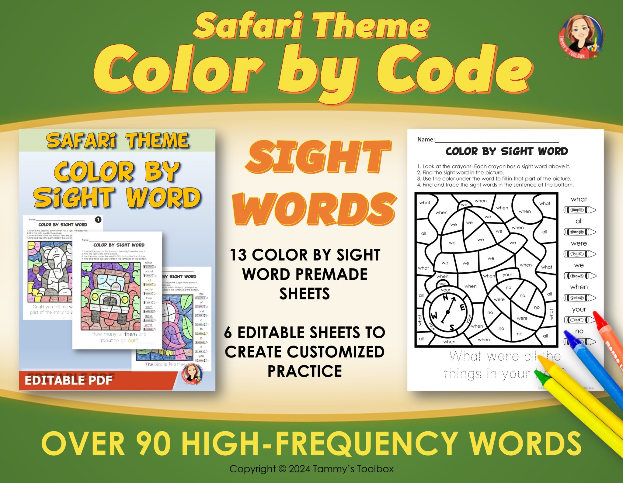 Editable Color by Code Sight Word Practice Worksheets - Made By Teachers