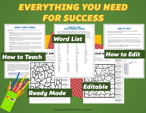 Editable Color by Code Sight Word Practice Worksheets - Made By Teachers