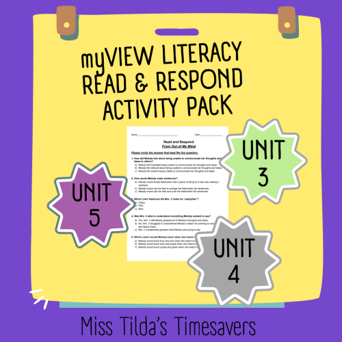 myView Literacy 4.2 Read and Respond Activity Pack - Made By Teachers