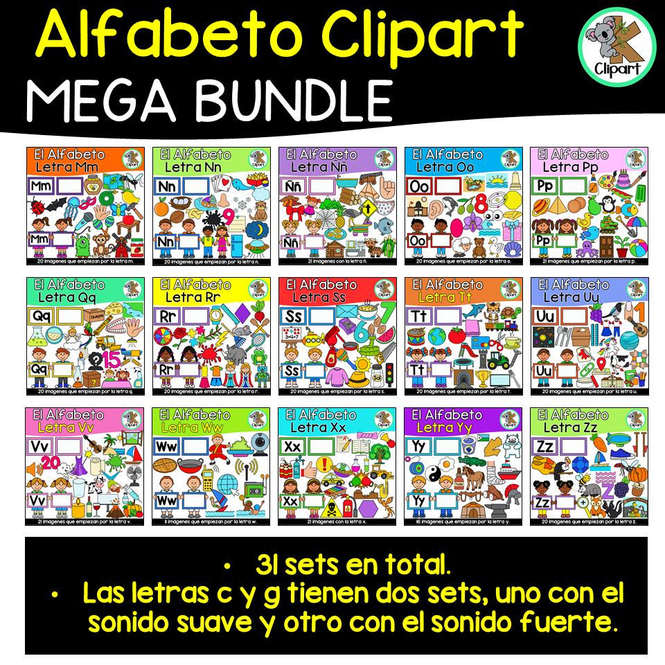 Alfabeto en Español Clipart / Spanish Alphabet Clipart MEGA BUNDLE 1442 ...