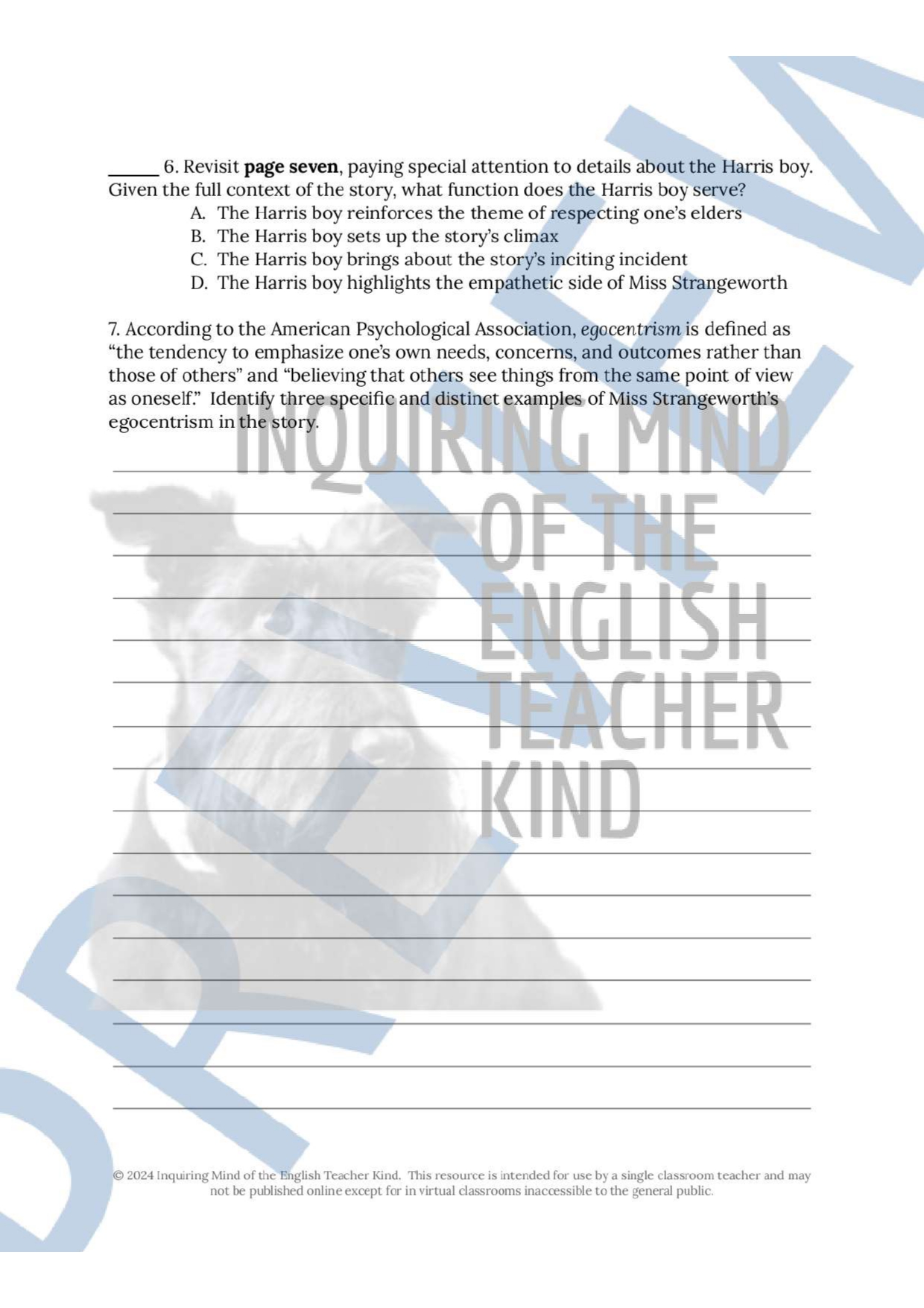 Short Stories by Shirley Jackson Quizzes, Worksheets, and Vocabulary ...