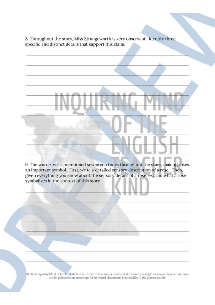 Short Stories by Shirley Jackson Quizzes, Worksheets, and Vocabulary ...