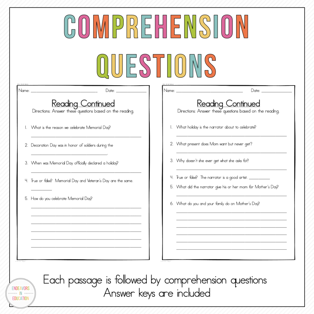 May Reading Passages for Reading Comprehension - Made By Teachers