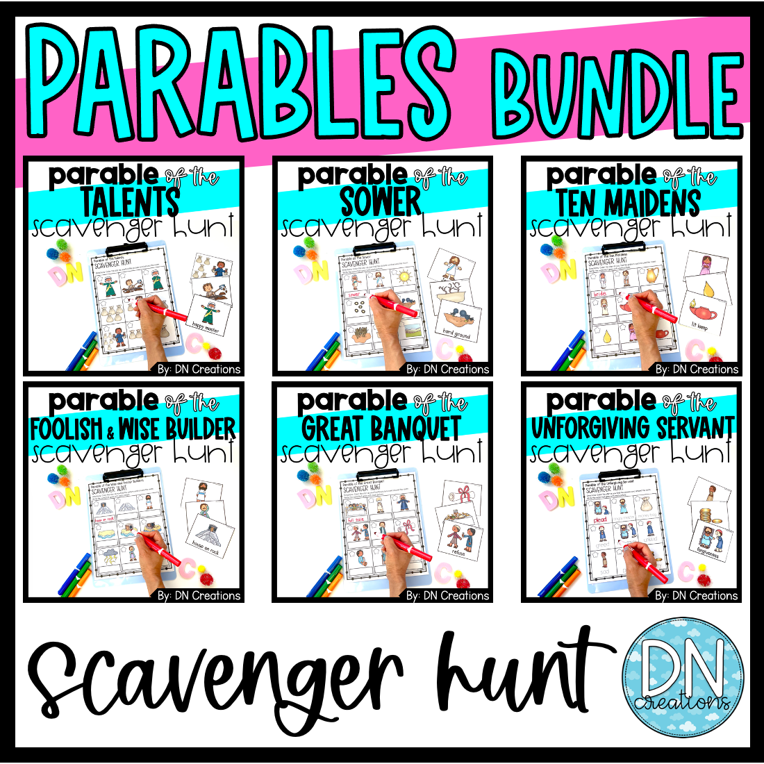 Parables Bible Scavenger Hunt Bundle l Parables Activity l Sunday ...