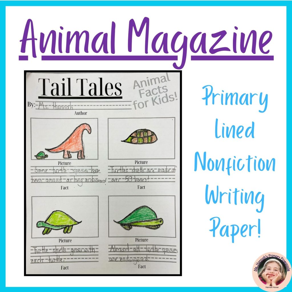 Animal Research Project- Primary Writing Paper Informational Nonfiction ...