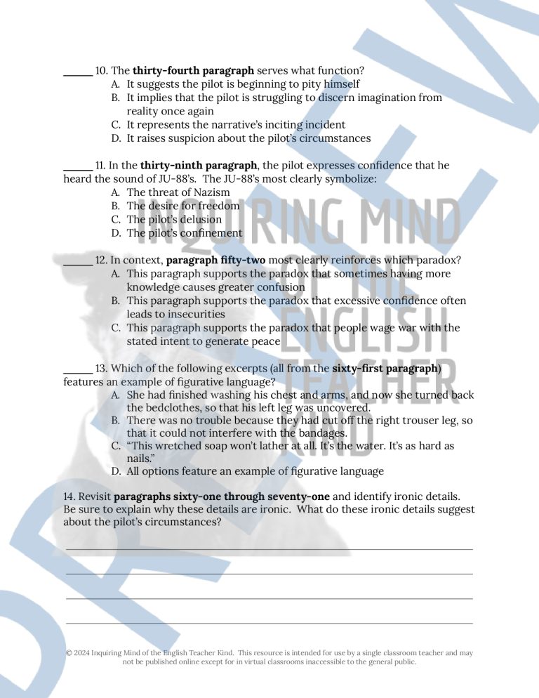 "Beware of the Dog" by Roald Dahl Close Reading Analysis Worksheet ...