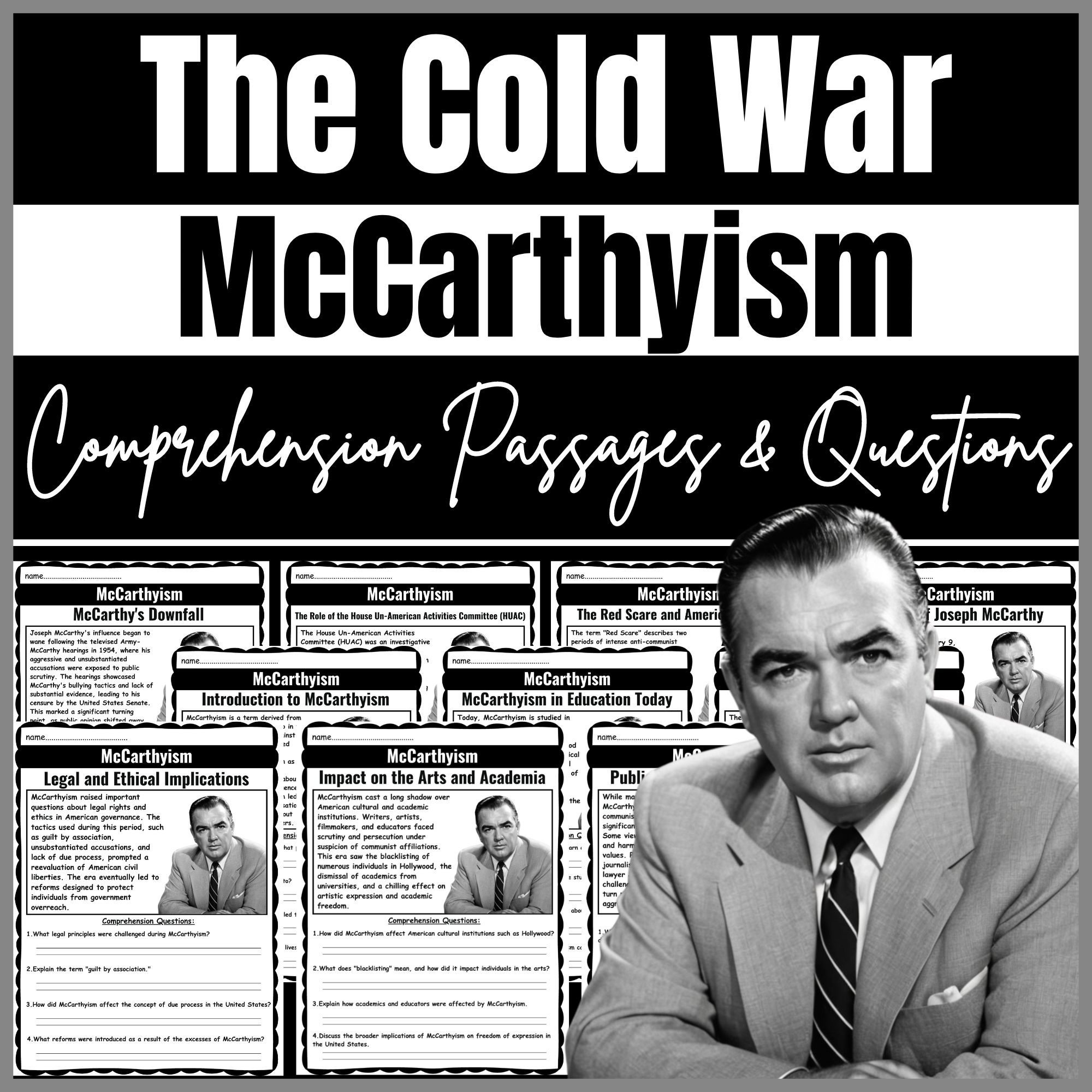 The Cold War | McCarthyism Comprehension Passages & Questions | Made By ...