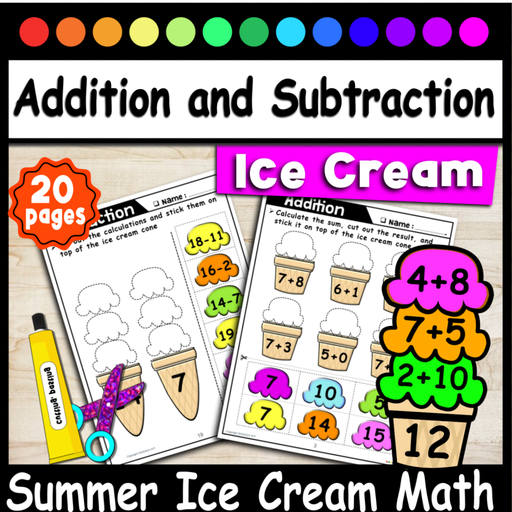 Summer Ice Cream Math: Addition and Subtraction for 1st Grade - Made By ...