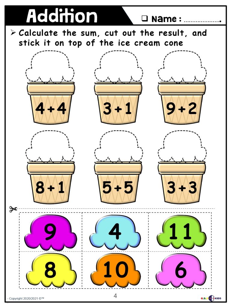 Summer Ice Cream Math: Addition and Subtraction for 1st Grade - Made By ...