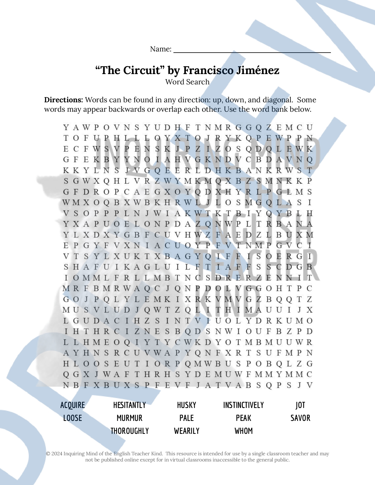 "The Circuit" by Francisco Jiménez Quiz, Close Reading, and Vocabulary ...
