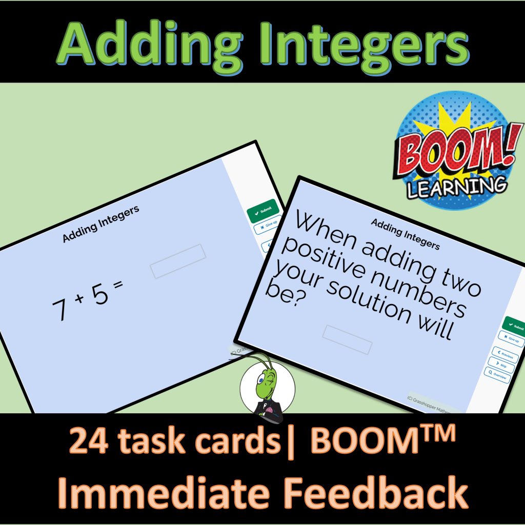 Adding Integers Pre Algebra Digital BOOM Task Cards | Made By Teachers