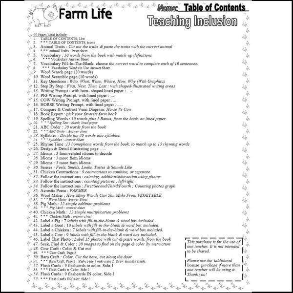 Farm Animals Theme NO PREP Worksheets Writing Craft Activities Math ELA ...