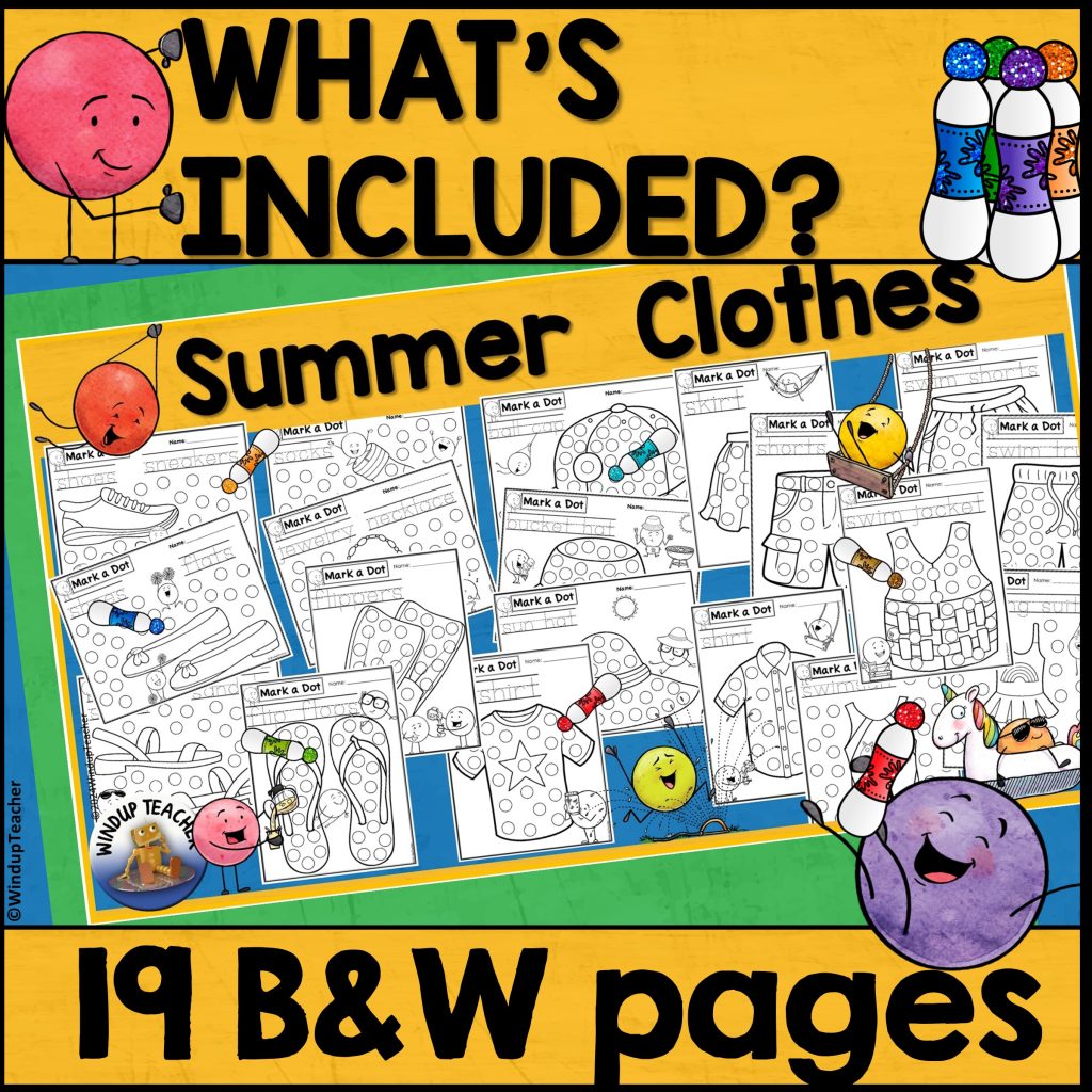 Summer Clothes Do-A-Dot Marker Printable Activity - Bingo Dot Dauber ...