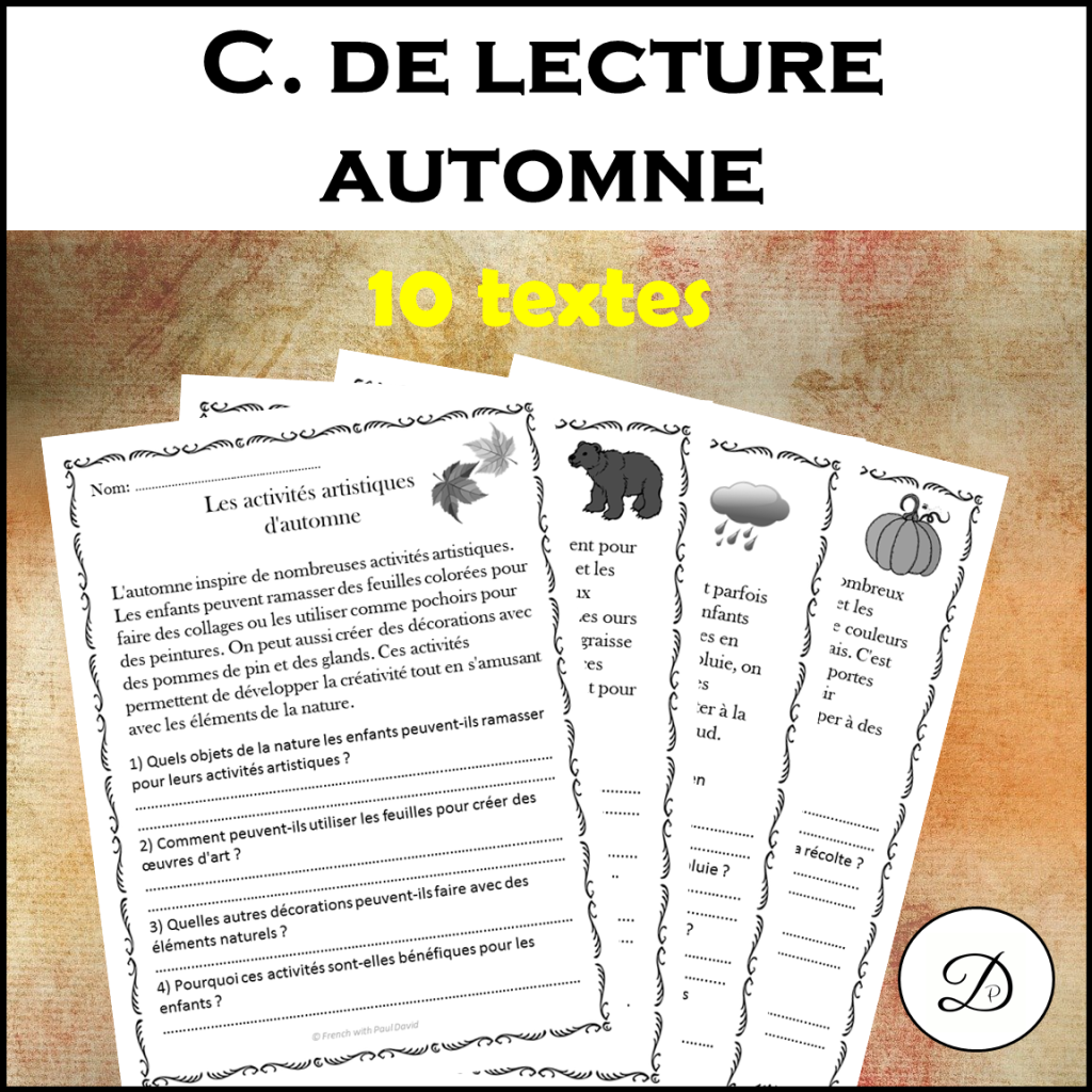 Compréhension de lecture - Automne (10 textes) / French Reading ...