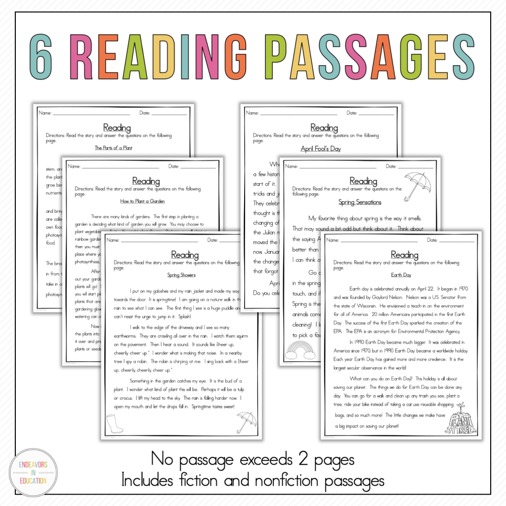 April Reading Comprehension Passages - Made By Teachers