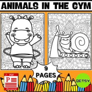 Animals in the Gym Coloring Pages: Mindfulness Exercise Sheets | Made ...