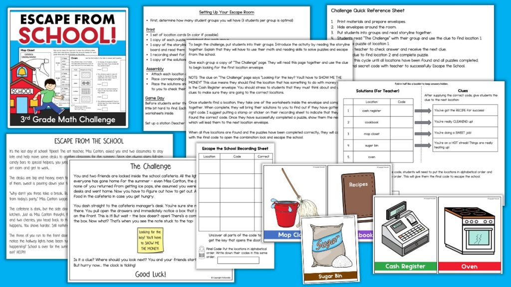 Escape Room End of Year ESCAPE THE SCHOOL 3rd Grade Math Review ...