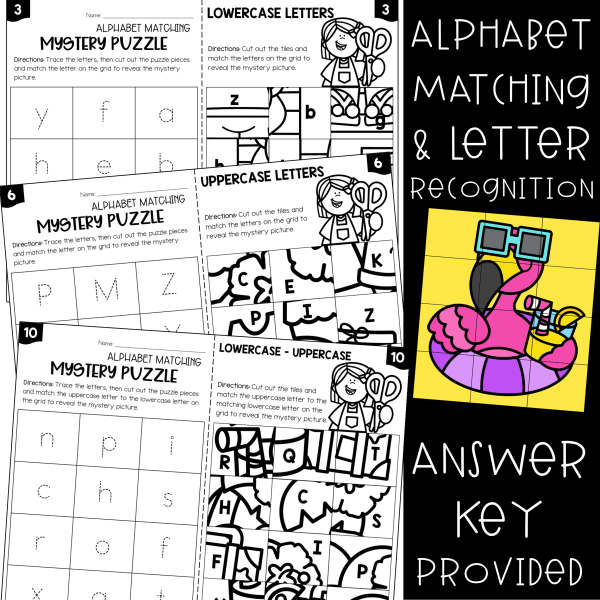 Summer Alphabet Matching Mystery Puzzles Summer Letter Recognition ...