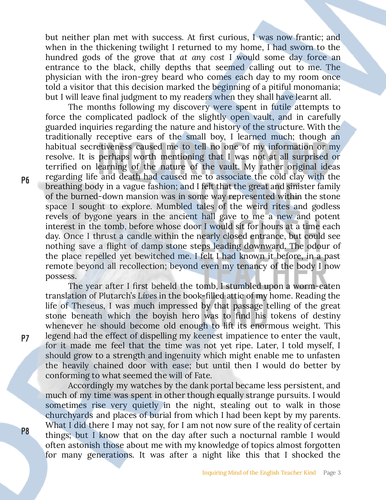 "The Tomb" by H.P. Lovecraft Close Reading Analysis Worksheet | Made By ...