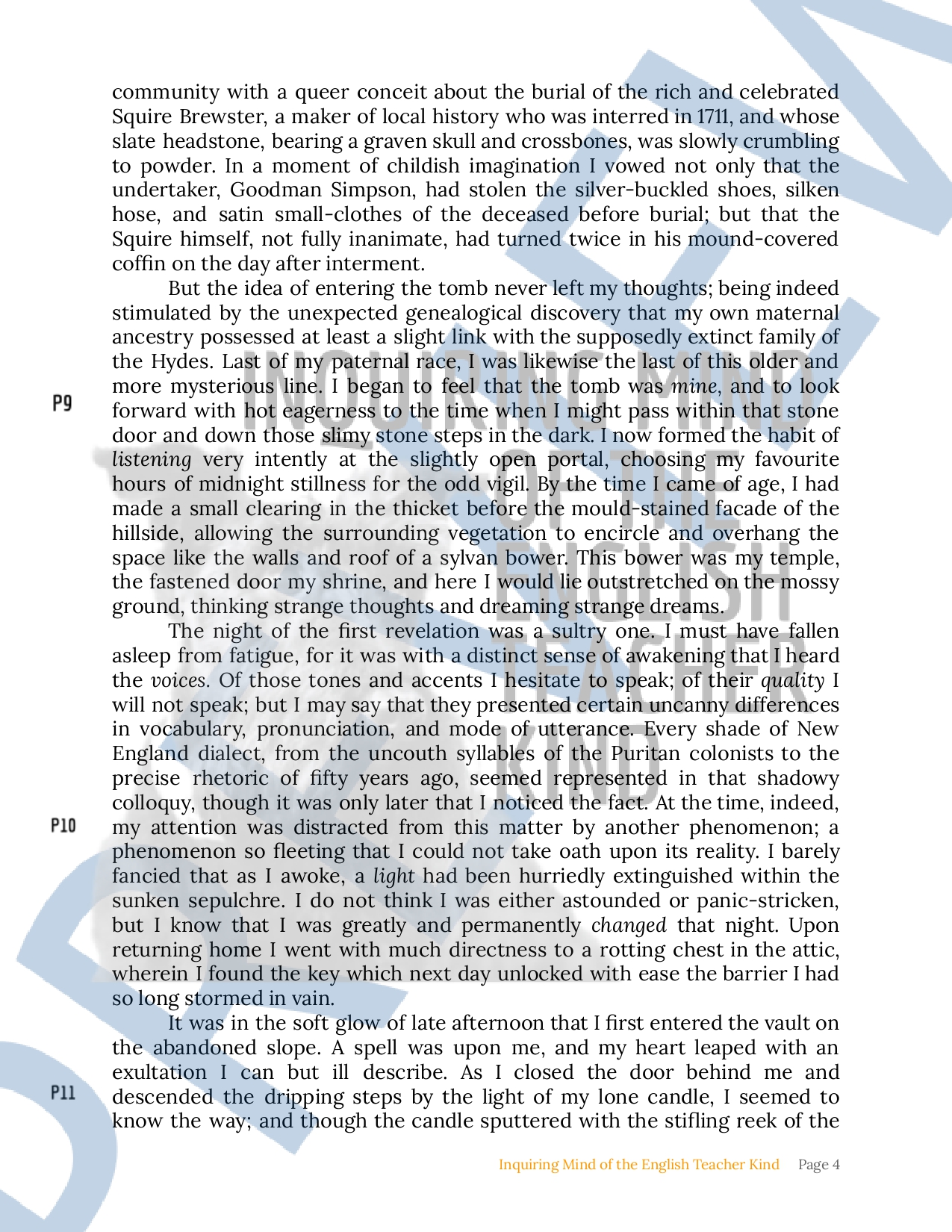 "The Tomb" by H.P. Lovecraft Close Reading Analysis Worksheet | Made By ...