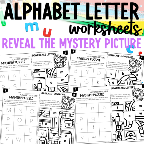 School Alphabet Matching Mystery Puzzles School Letter Recognition ...