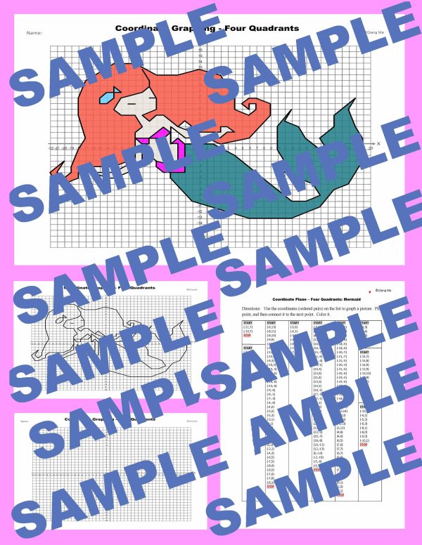 Summer Coordinate Plane Graphing Picture: Mermaid | Made By Teachers