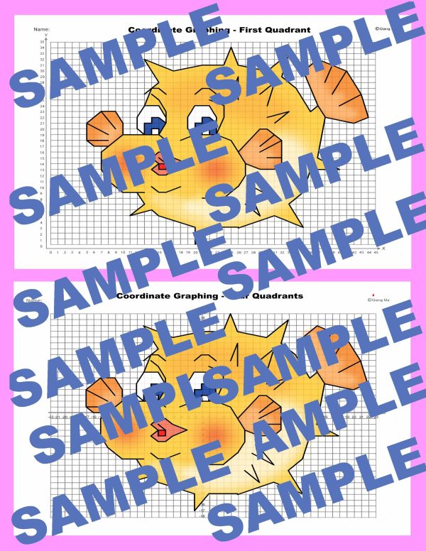 Summer Coordinate Plane Graphing Picture: Puffer Fish | Made By Teachers