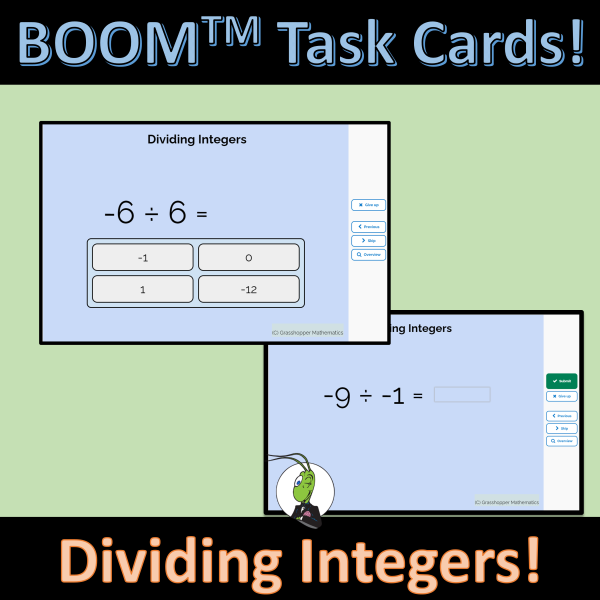 Dividing Integers Pre Algebra BOOM Task Cards | Made By Teachers