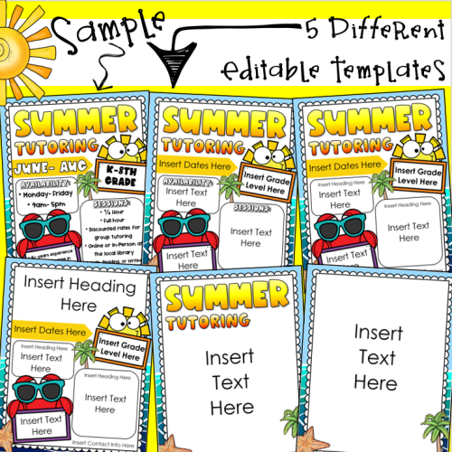 Editable Summer and After School Tutoring Flyer Template for Teachers ...