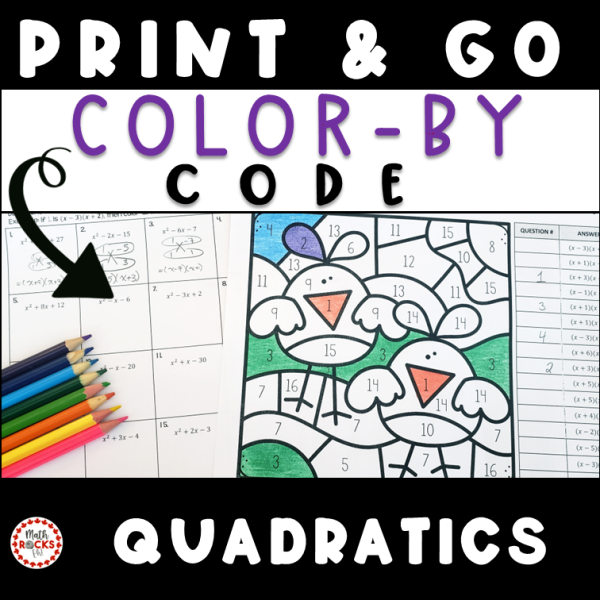 Easter Spring Quadratics Factor Simple Trinomials a Is 1 Color By Code ...