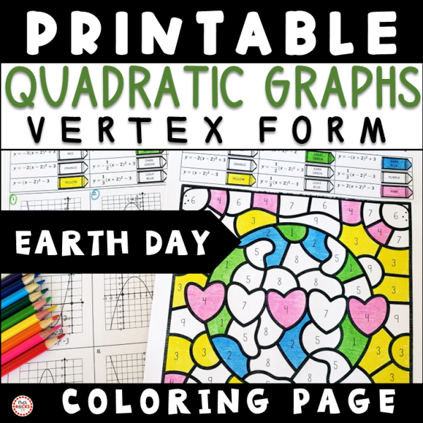 Earth Day Quadratic Graphs From Vertex Form Color-By-Number 10th Grade ...