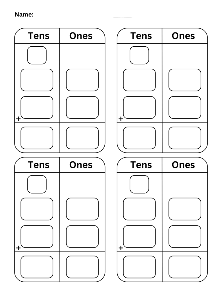 blank 2 digit addition worksheets - Two digit addition regrouping ...
