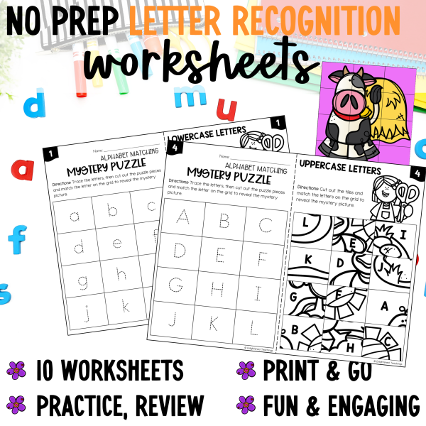 Farm Alphabet Matching Mystery Puzzles Farm Letter Recognition | Made ...