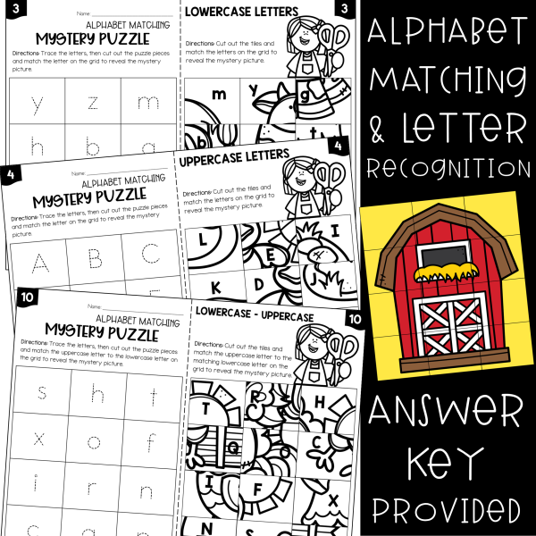 Farm Alphabet Matching Mystery Puzzles Farm Letter Recognition | Made ...