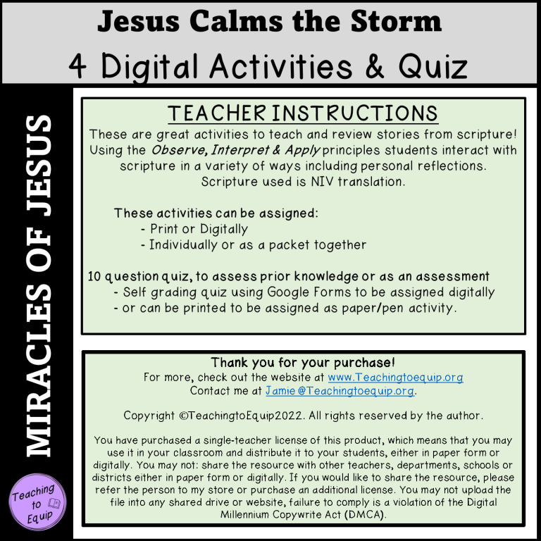 Jesus Calms the Storm Miracle Bible Digital Activities | Made By Teachers