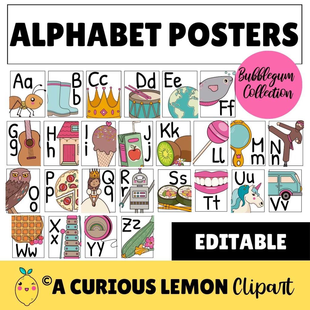 Alphabet Posters | Bubblegum Collection | Editable | Classroom Decor ...