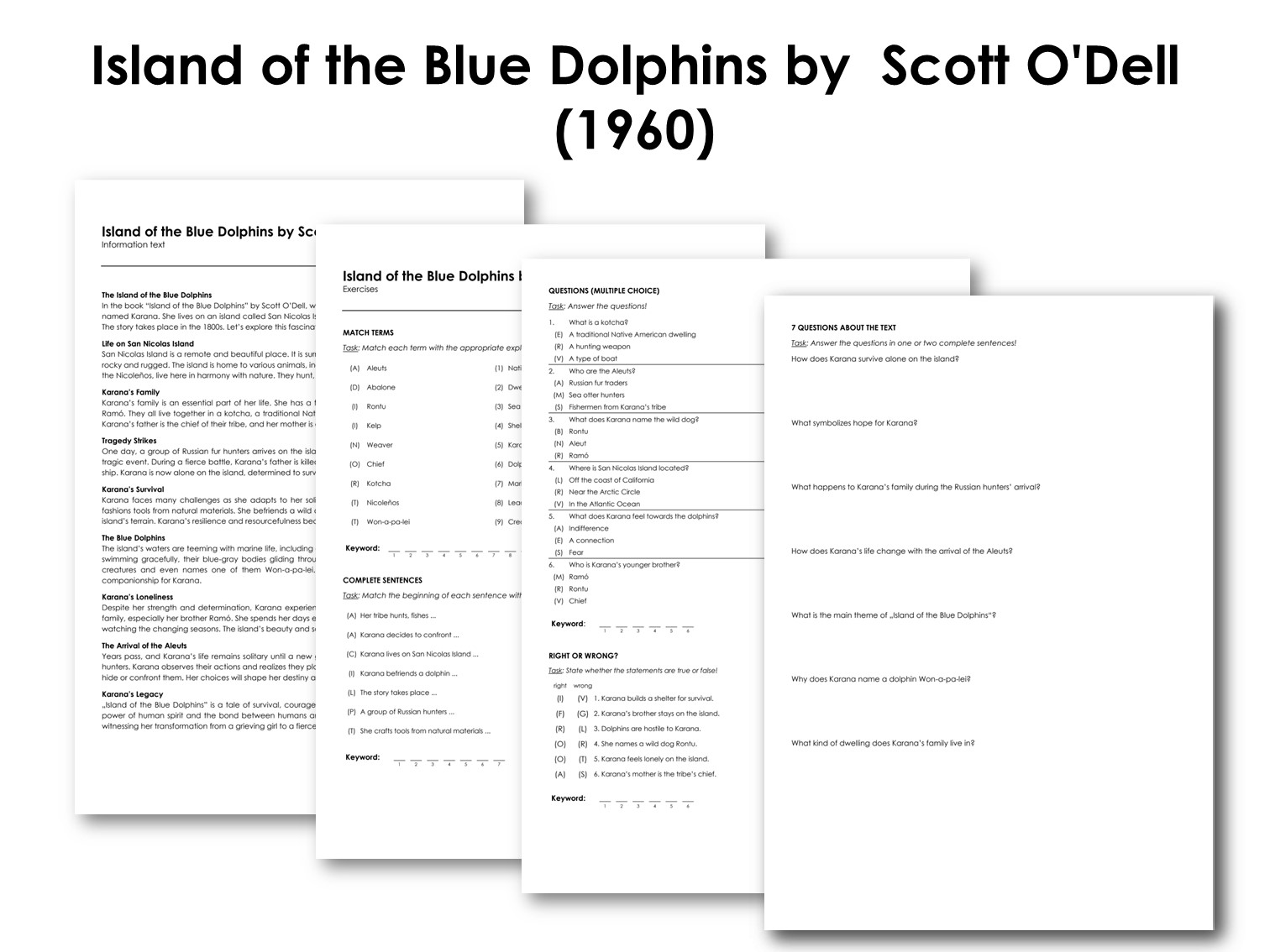 Island of the Blue Dolphins by Scott O'Dell (1960) | Made By Teachers