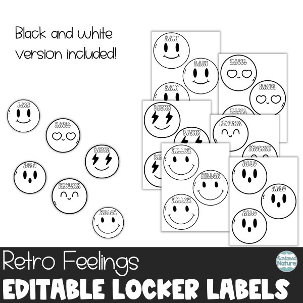 Retro Emotion Locker Labels or Cubby Tags - Editable Student Name Tags ...
