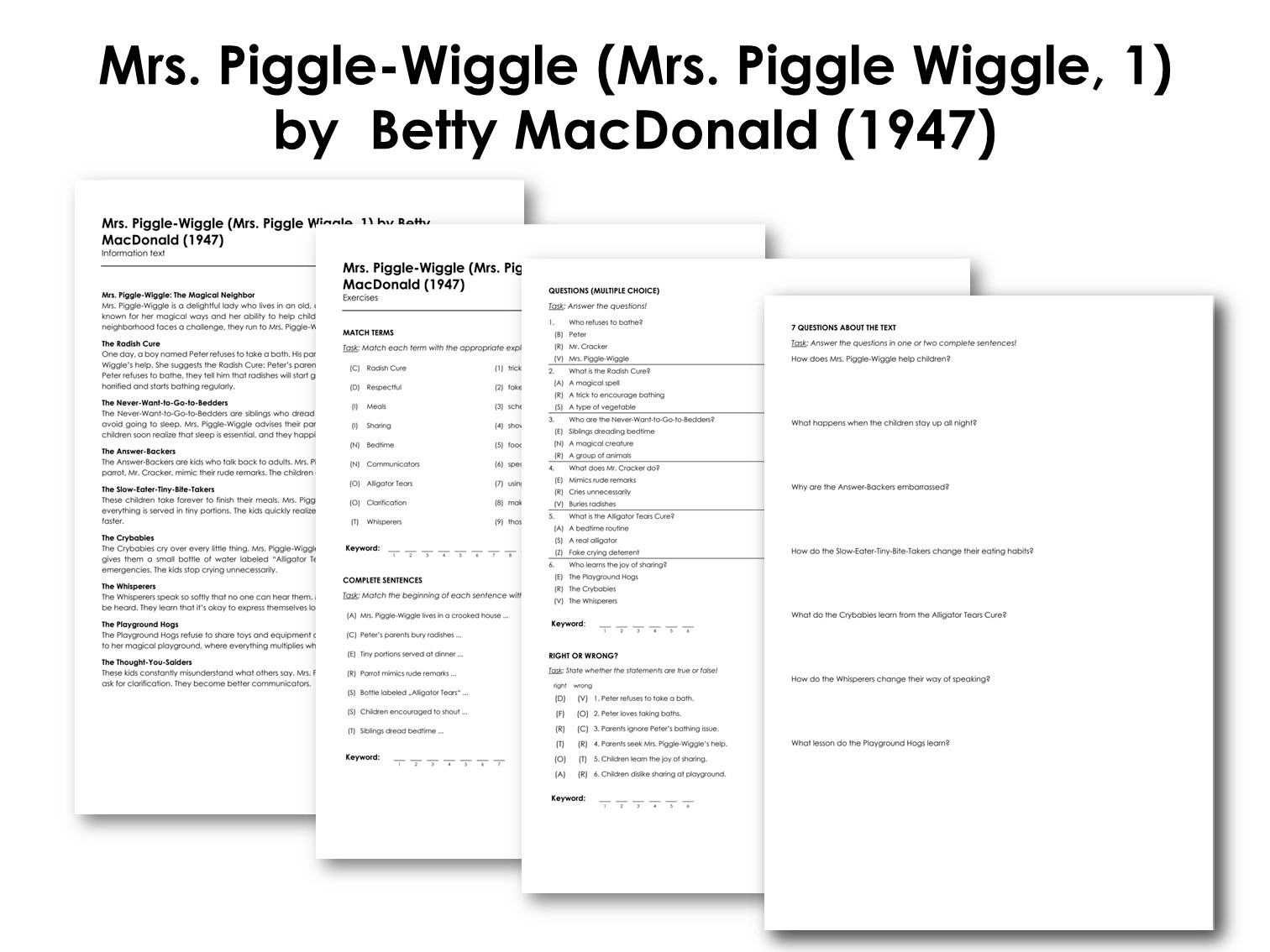 Mrs. Piggle-Wiggle (Mrs. Piggle Wiggle, 1) by Betty MacDonald (1947 ...