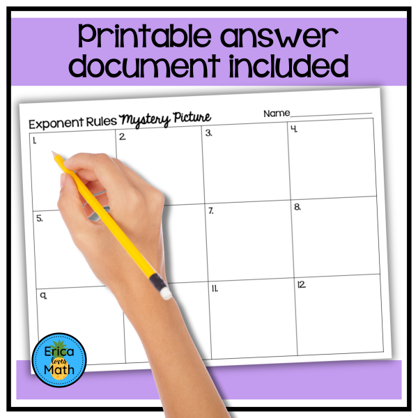 Properties of Exponents Digital Activity | Mystery Picture | Made By ...