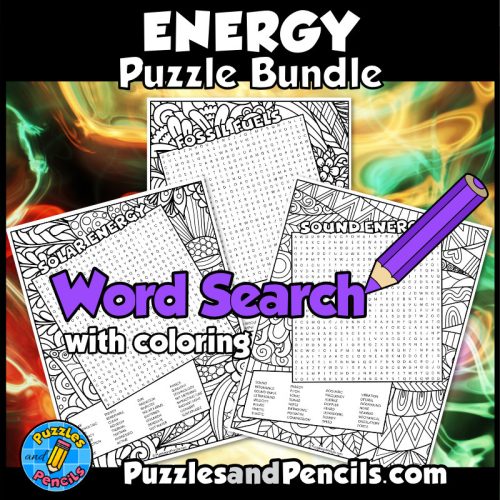 Energy Word Search Puzzle with Coloring BUNDLE | Made By Teachers