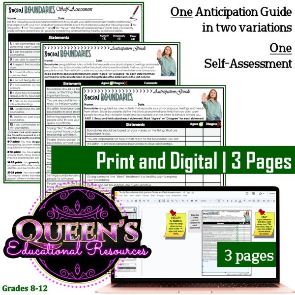 Social Boundaries Anticipation Guide and Self-Assessment | Personal ...