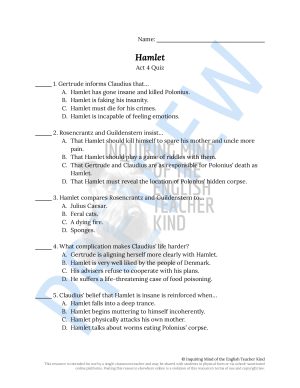 Hamlet Act 4 Quiz, Close Reading Worksheets, and Vocabulary Games ...
