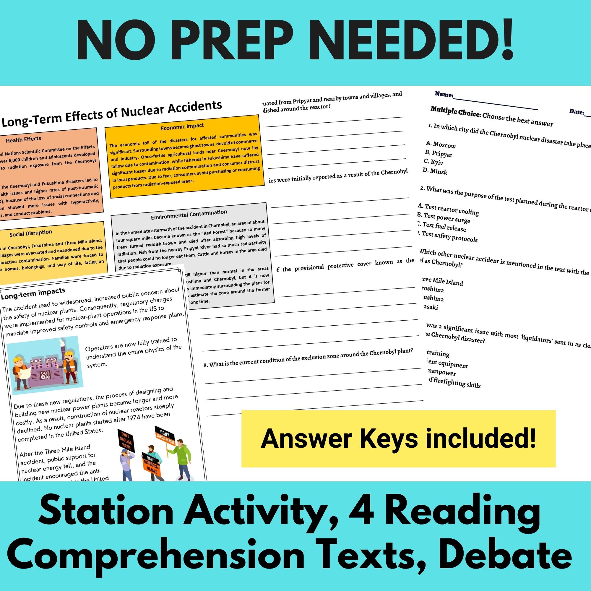 Nuclear Accidents & Nuclear Energy - Reading Comprehension, Station ...